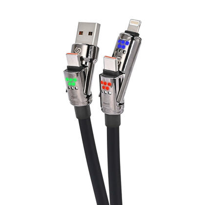 4 in 1 USB + Type-C to Type-C + Lightning RGB Silicone Charging Cable ...
