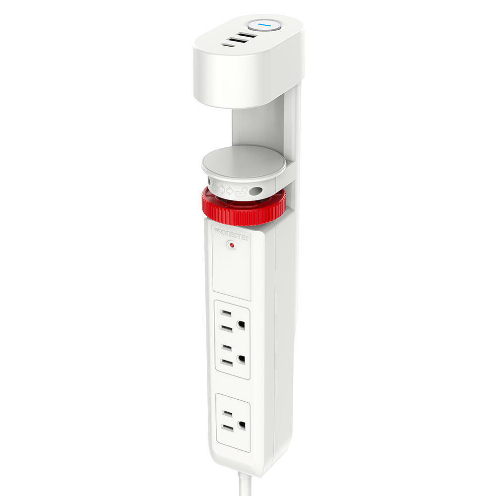 Desk Clamp 3-Outlet Power Strip 1020J Surge Protector with 1 USB-C & 2 ...