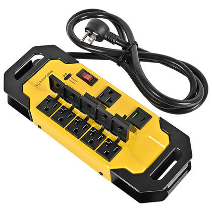 6-Outlets Heavy Duty Surge Protector Power Strip with 2 USB Ports, 20A ...