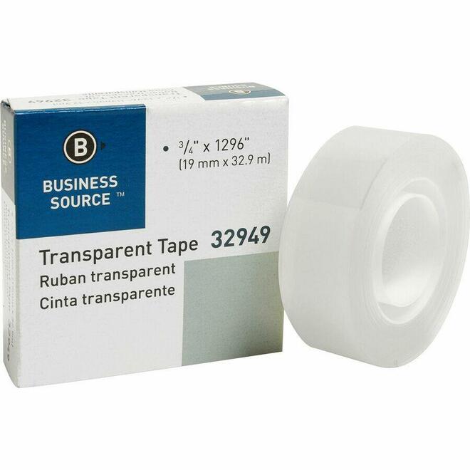 Business Source® Ruban adhésif transparent, 0,75 po x 36 vg ...