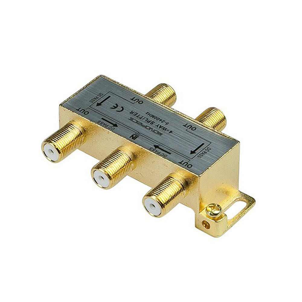 Premium 4-Way Coaxial Cable Splitter, F Type Screw, 5~2400 MHz - Monoprice®