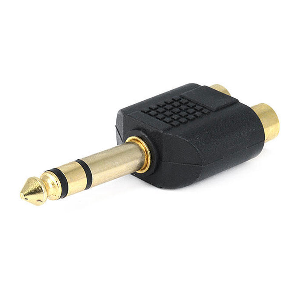 6.35mm (1/4 Inch) TRS Stereo Plug to 2x RCA Jack Splitter Adapter, Gold ...
