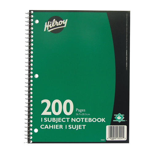 Hilroy® 200 Pages 1-Subject Notebook, 10-1/2 x 8”, 3-Hole Punched ...