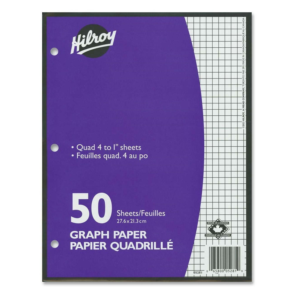 Hilroy Quad 4 To 1 Quad Ruled Loose Leaf Graph Paper 10 87 X 8 37
