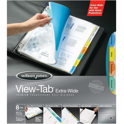Wilson Jones Enviro Plus Extra Wide 8-Tab Transparent Poly Index ...