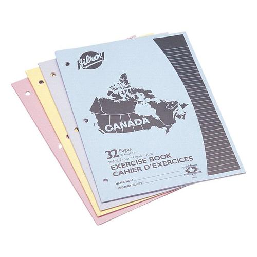 Hilroy 32 Pages Canada Stitched Exercise Book,Letter 8.5" x 11,3 Hole ...