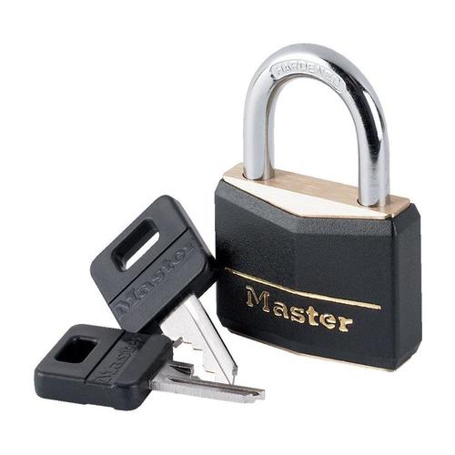 Master Lock 141D Solid Brass Padlock, Black Cover, 1-9/16-Inch, 7/8-Inch Shackle