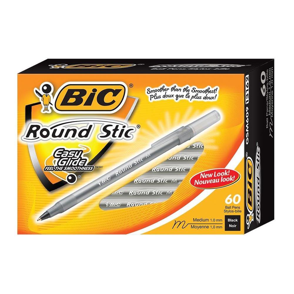 BIC Round Stic Ballpoint Stick Pens, Medium Tip, 1.0mm, 60/Pack