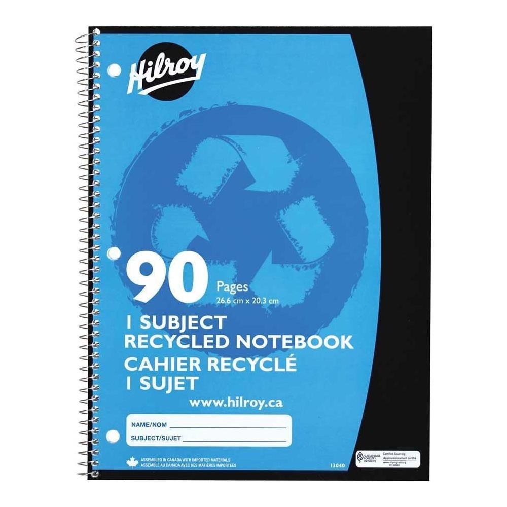 Hilroy 90 Pages1-Subject Recycled Notebook, 10-1/2" x 8", Assorted ...