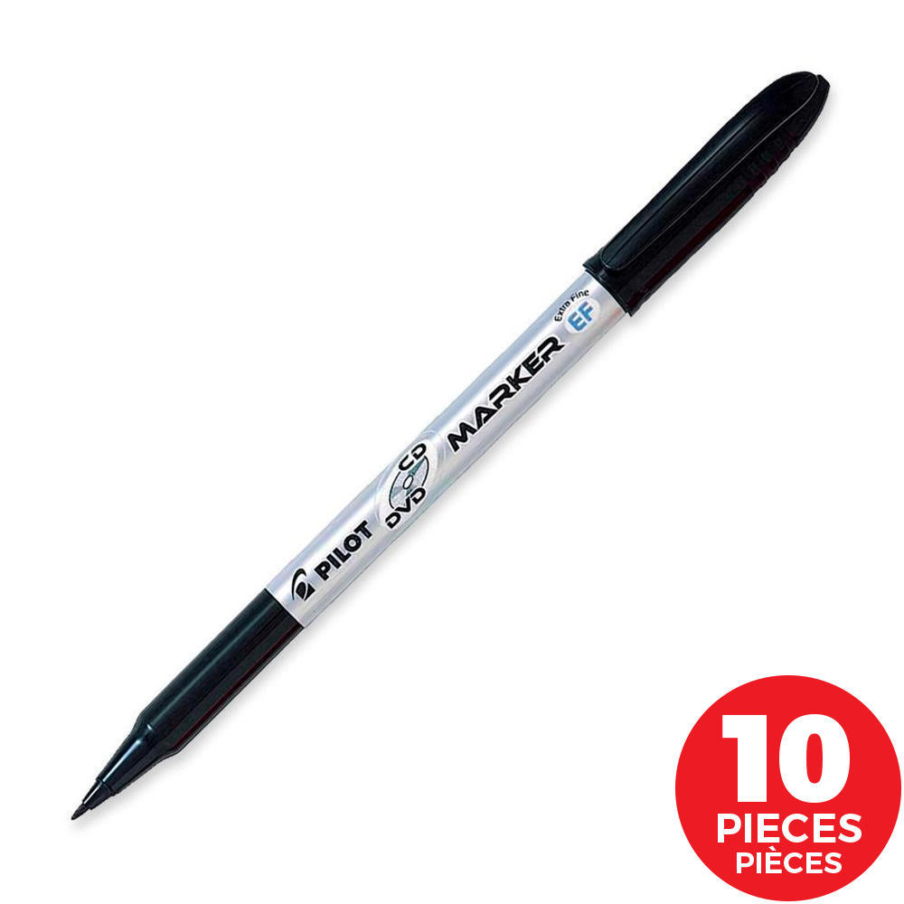 Pilot® BeGreen CD/DVD Extra Fine Tip Black Permanent Marker, 10/Box 750695