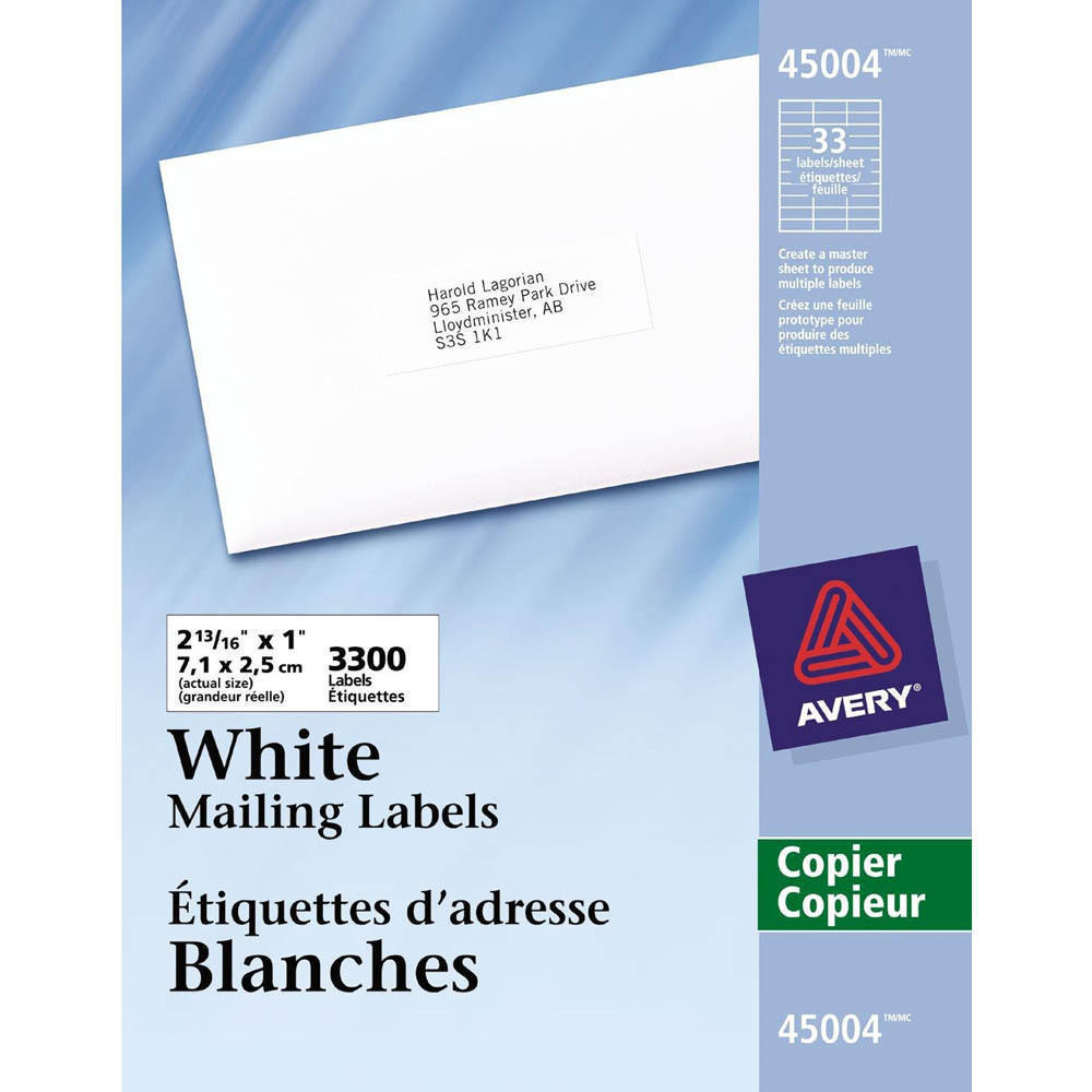 Avery® White Mailing Address Labels for Copiers, White