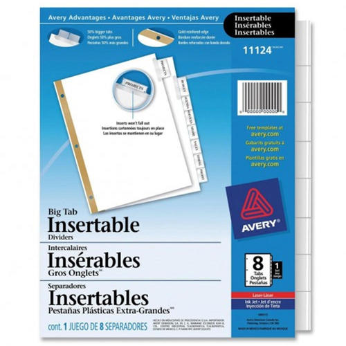 Avery File Dividers - 8-1/2" x 11" - 5/8 Tabs
