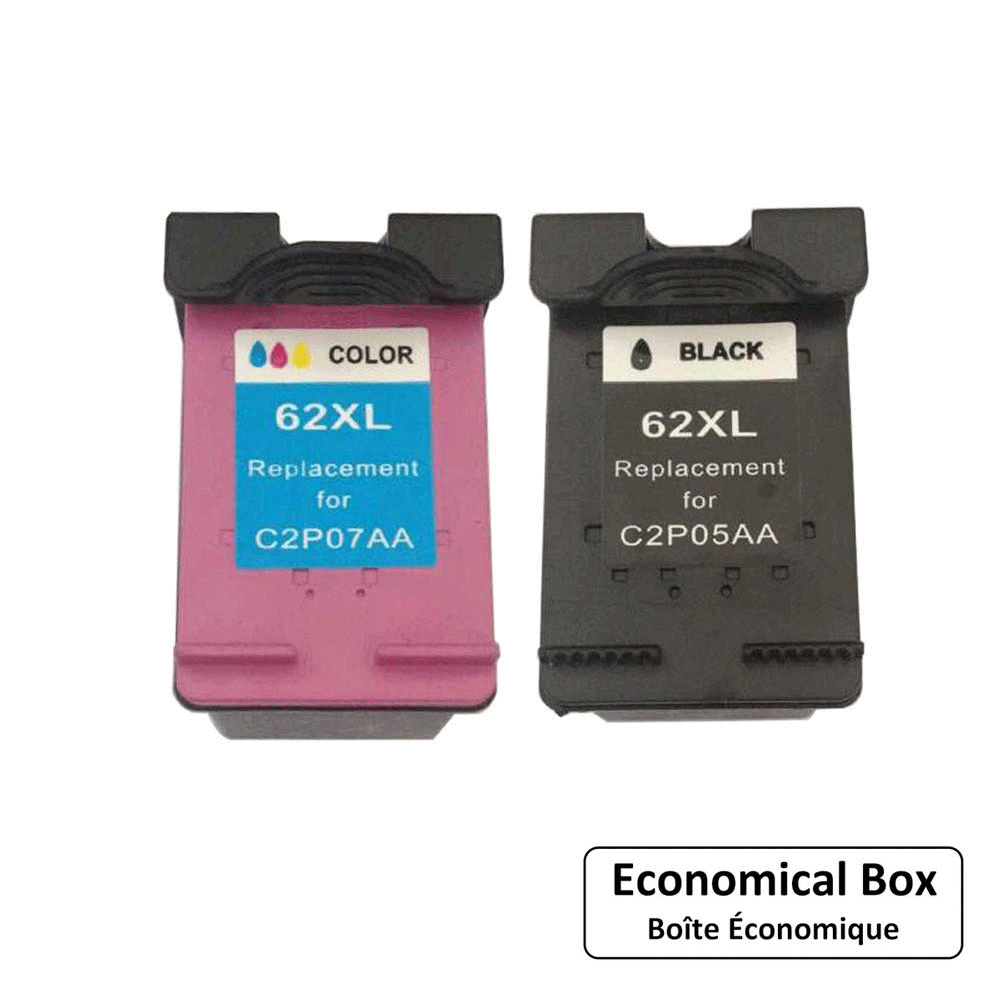 Remanufactured HP 62XL Black and Tri-color Ink Cartridge Combo High ...