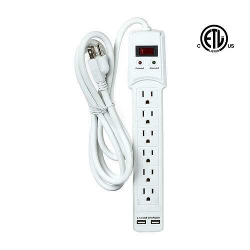 Surge Protector Power Strip with 2 USB Ports - PrimeCables