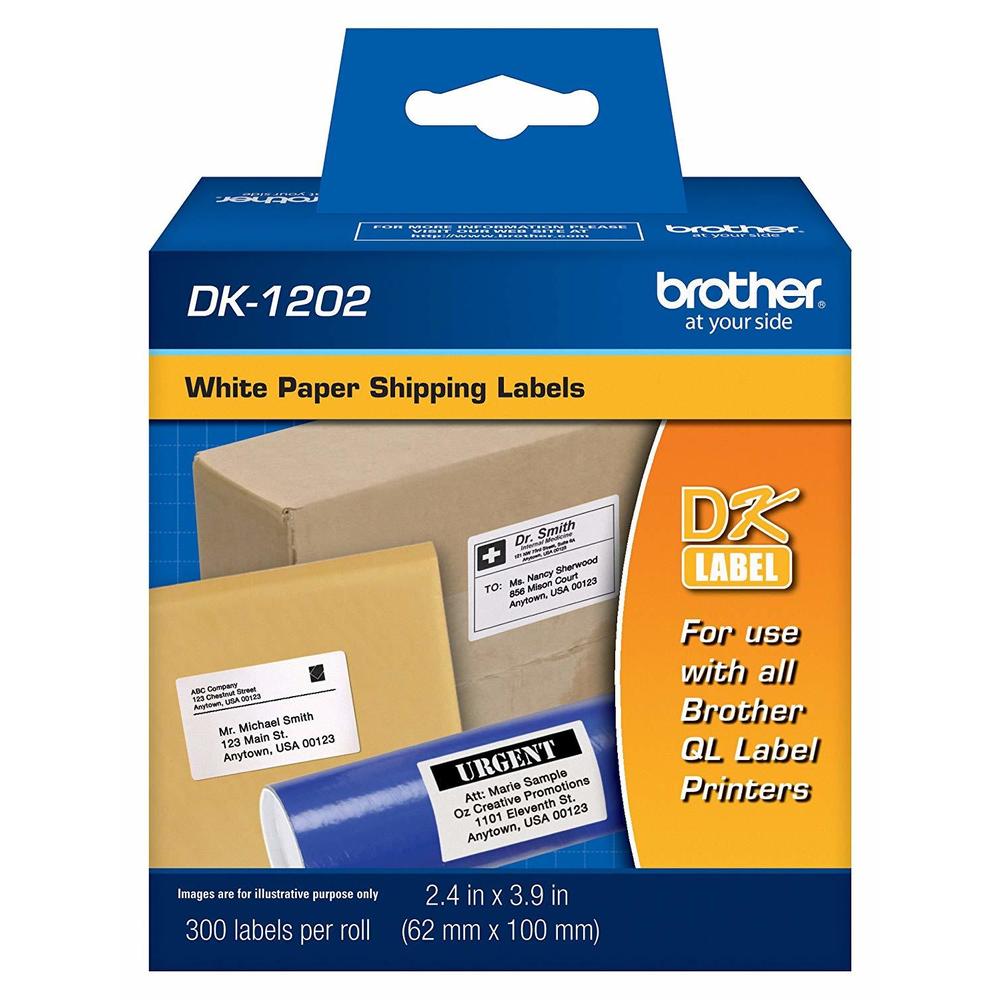 Brother DK1202 Original Die-cut White Shipping Paper Labels, 2.4 in x 3 ...