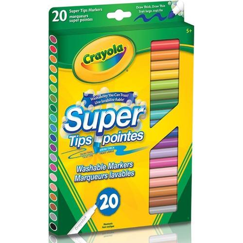 Crayola Marqueurs Super Tips lavables 20ct 20 Variété de couleurs - 744565