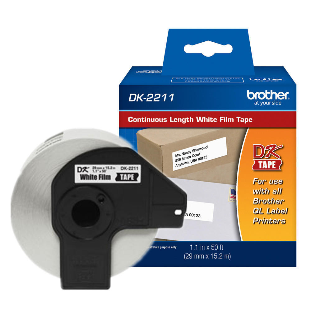 Brother DK-2211 Original Continuous Length Film Tape, 1.1" x 50' (29mm ...
