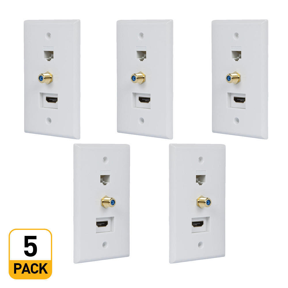 Recessed HDMI Wall Plate, HDMI, F-Type Connector, RJ45 Cat5e Couplers ...