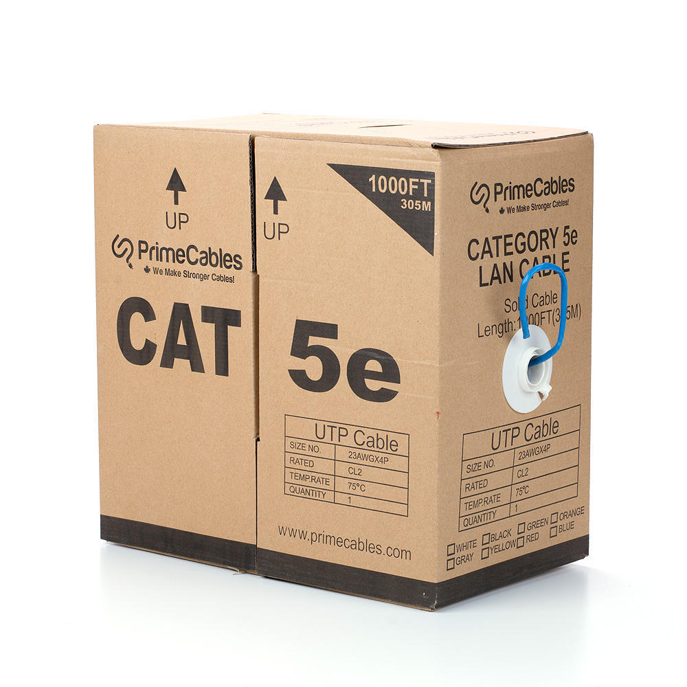 1000ft Bulk Cat5e Cable - CL2 In-wall Rated - PrimeCables