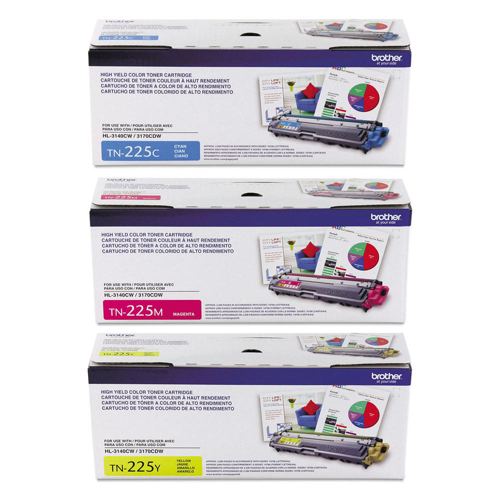 Brother TN225 Original Toner Cartridge Combo C/M/Y