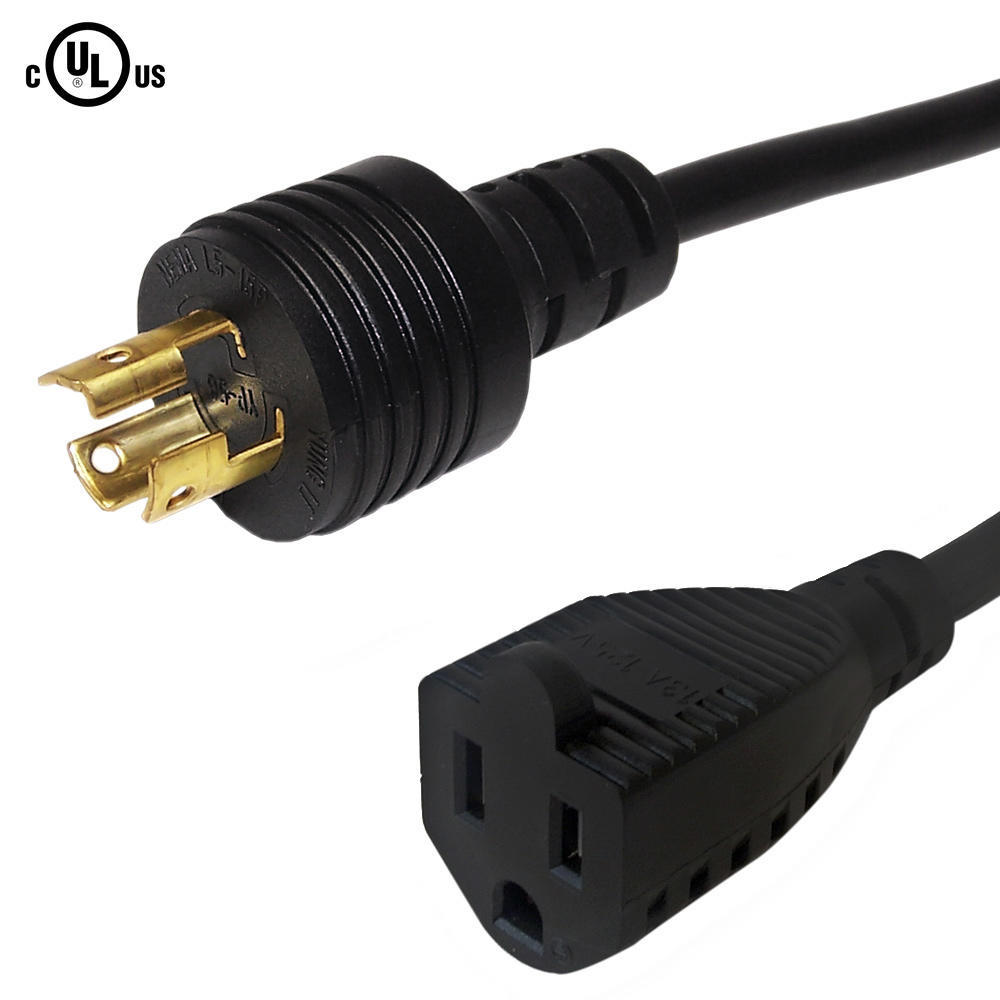 1ft L5-15P to 5-15R Power Cable 14AWG SJT (125V 15A)