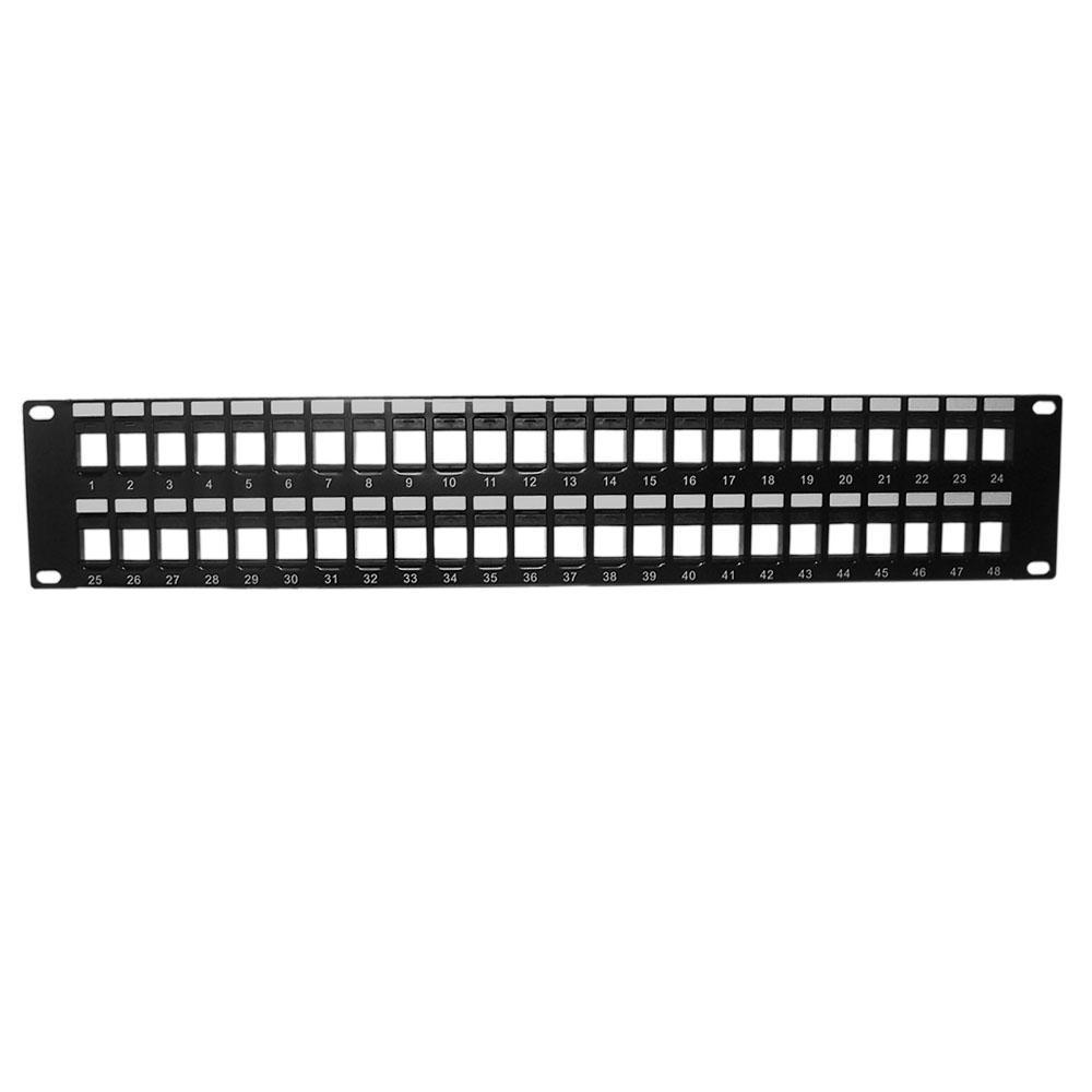 48-port Keystone Patch Panel, 19" Rackmount 2U - Unloaded