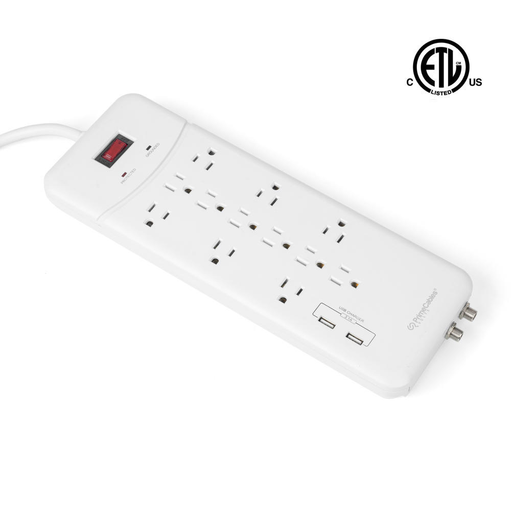 PrimeCables 12-Outlet Power Strip - Surge Protection, 1.8m Cord