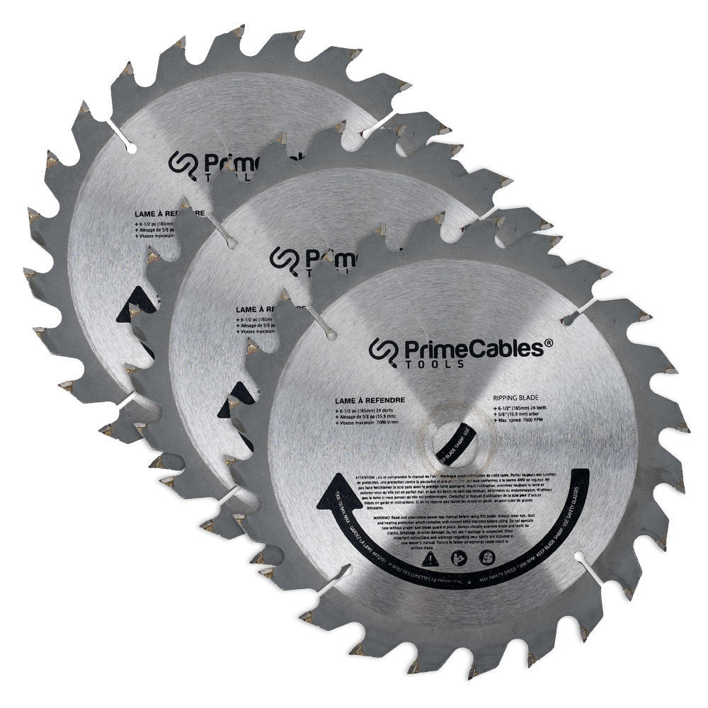6 1/2'' 24T Circular Saw Blade for Wood Working, 3 Pcs/Pack - PrimeCables®