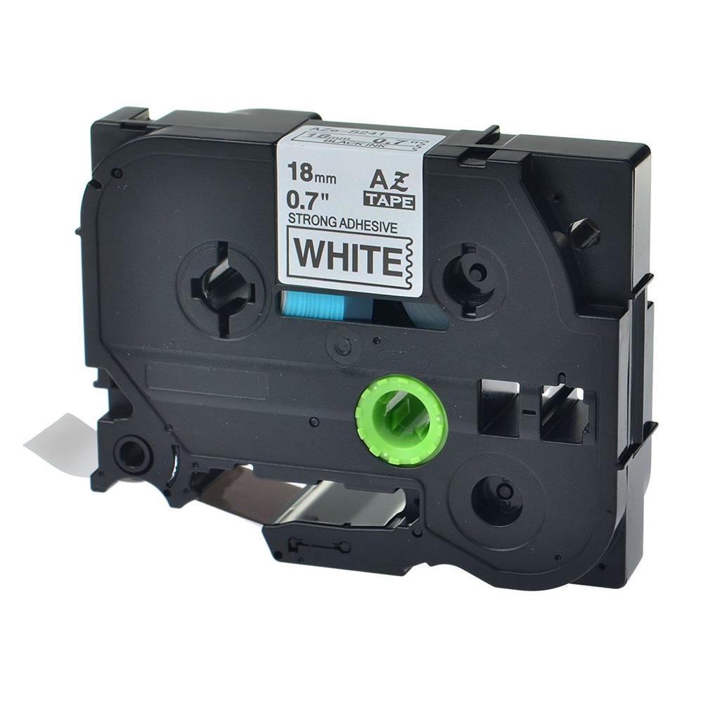 Brother TZe-S241 Label Tape, 18mm (0.7"), Black on White, Strong ...