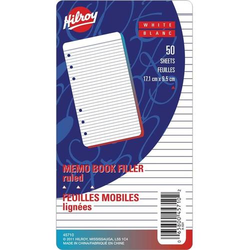 Hilroy Ruled Refill Paper, for 1/2 Inch Vinyl Memo Binder, 6.75" X 3.75 ...