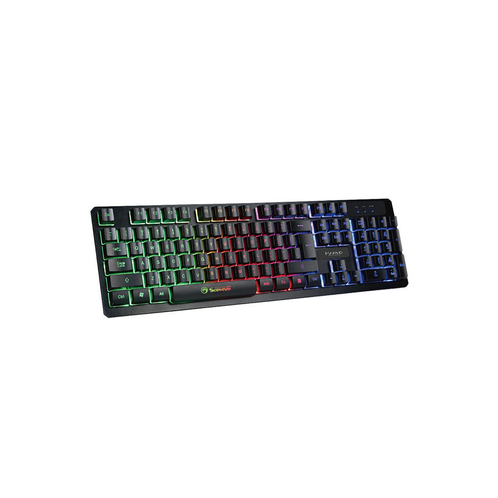 Marvo K616 Rainbow Backlit 104 Keys USB Gaming Keyboard, Black