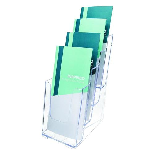 Deflecto Multi-Compartment 4-Tiered Literature Holder (77701), Leaflet Size, 4-7/8"W x 10"H x 8"D