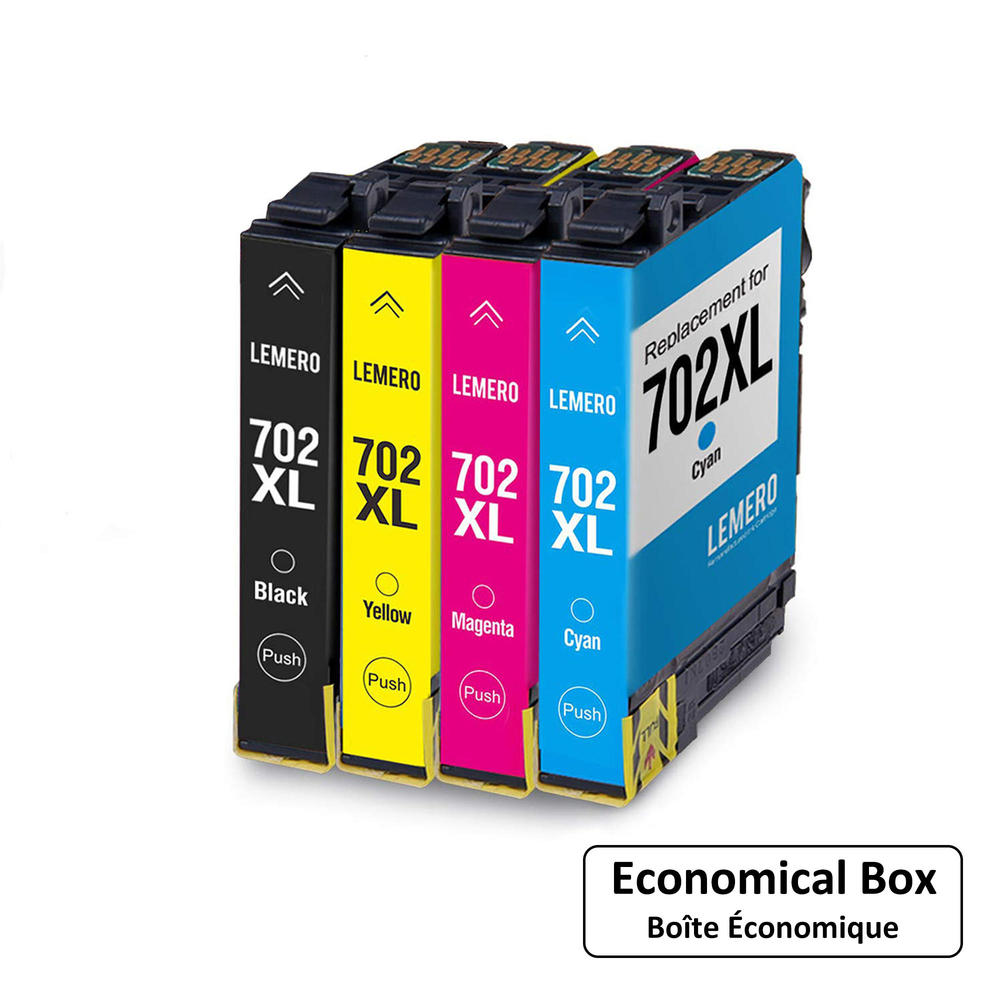Epson 702 T702XL Compatible Ink Cartridge Combo High Yield BK/C/M/Y ...