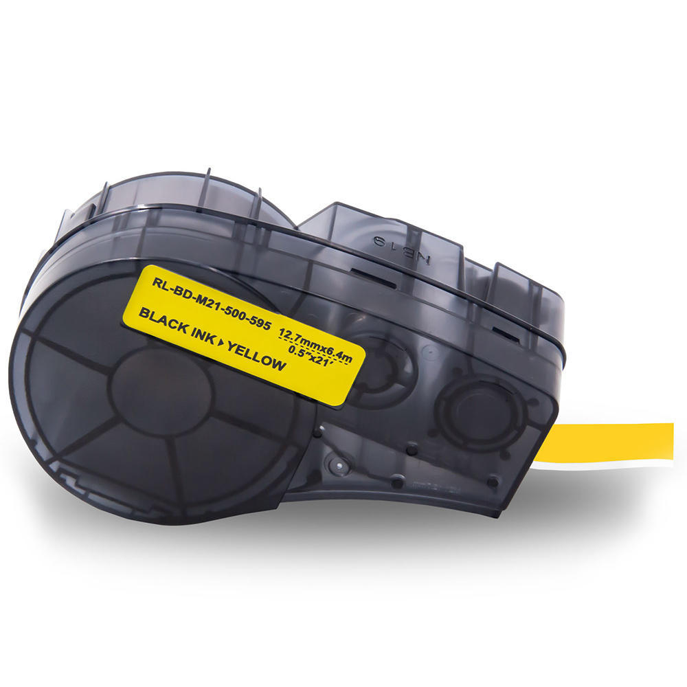 Brady BMP21 Plus Indoor/Outdoor Vinyl Labels, 0.5" x 21', Black on ...