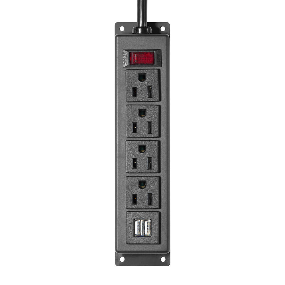 4-Outlet Power Strip with 2 USB Ports Mountable Under Desk Wall Socket ...