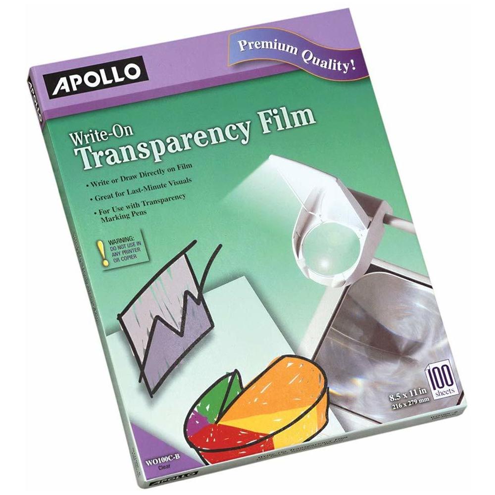 Apollo Pellicule Transparent Write-On, 8,5 x 11 pouces, transparent ...