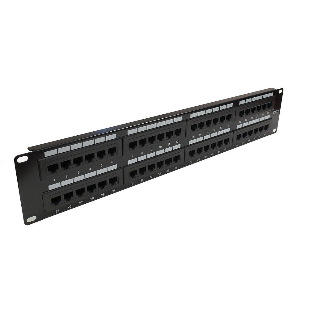 48 Port CAT6 Patch Panel, 19" Rackmount 2U 110 Punch-Down