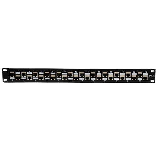 24 Port CAT6A Shielded Patch Panel, 19" Rackmount 1U Pass-Through