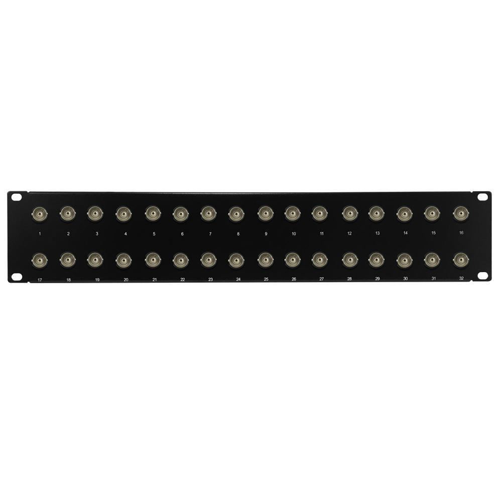 32 Port 75 Ohm BNC 12GHz HD-SDI patch panel, 19 inch rackmount 2U