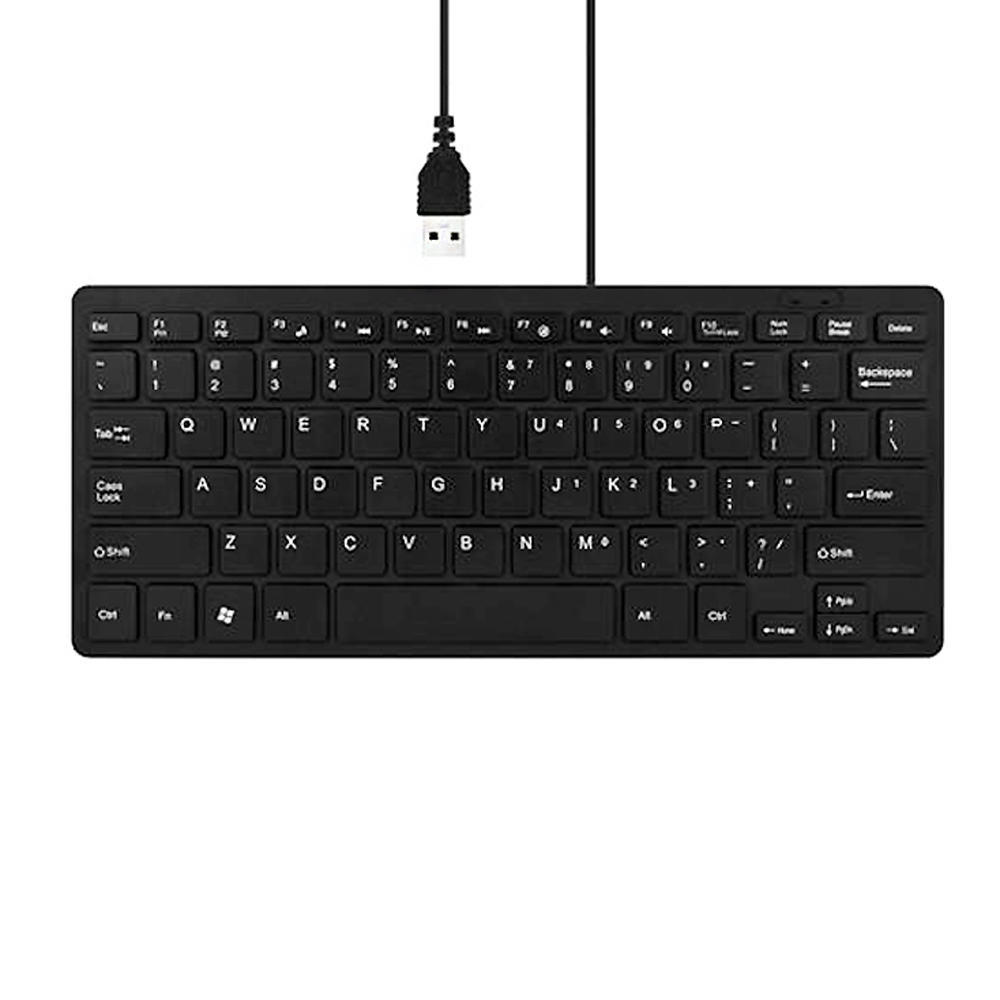 Ultra-Thin Wired Mini Keyboard - 78-Key Chocolate Design, Compact