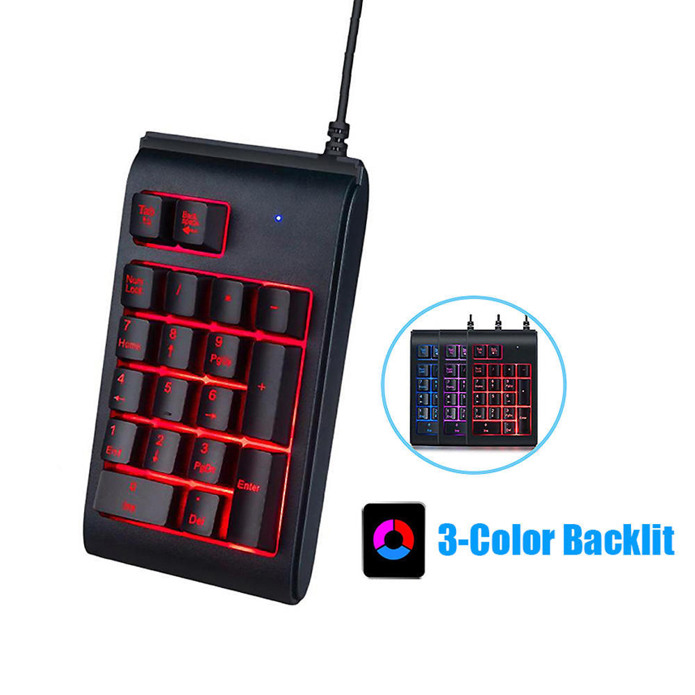 Wired 19 Keys Numeric Keypad With 3 Color Rgb Backlight