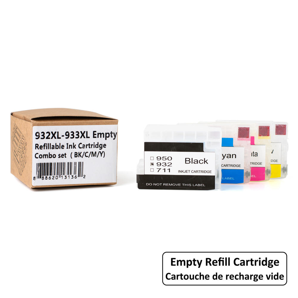 HP 932XL 933XL Empty Refillable Ink Cartridge Combo High Yield BK/C/M/Y ...