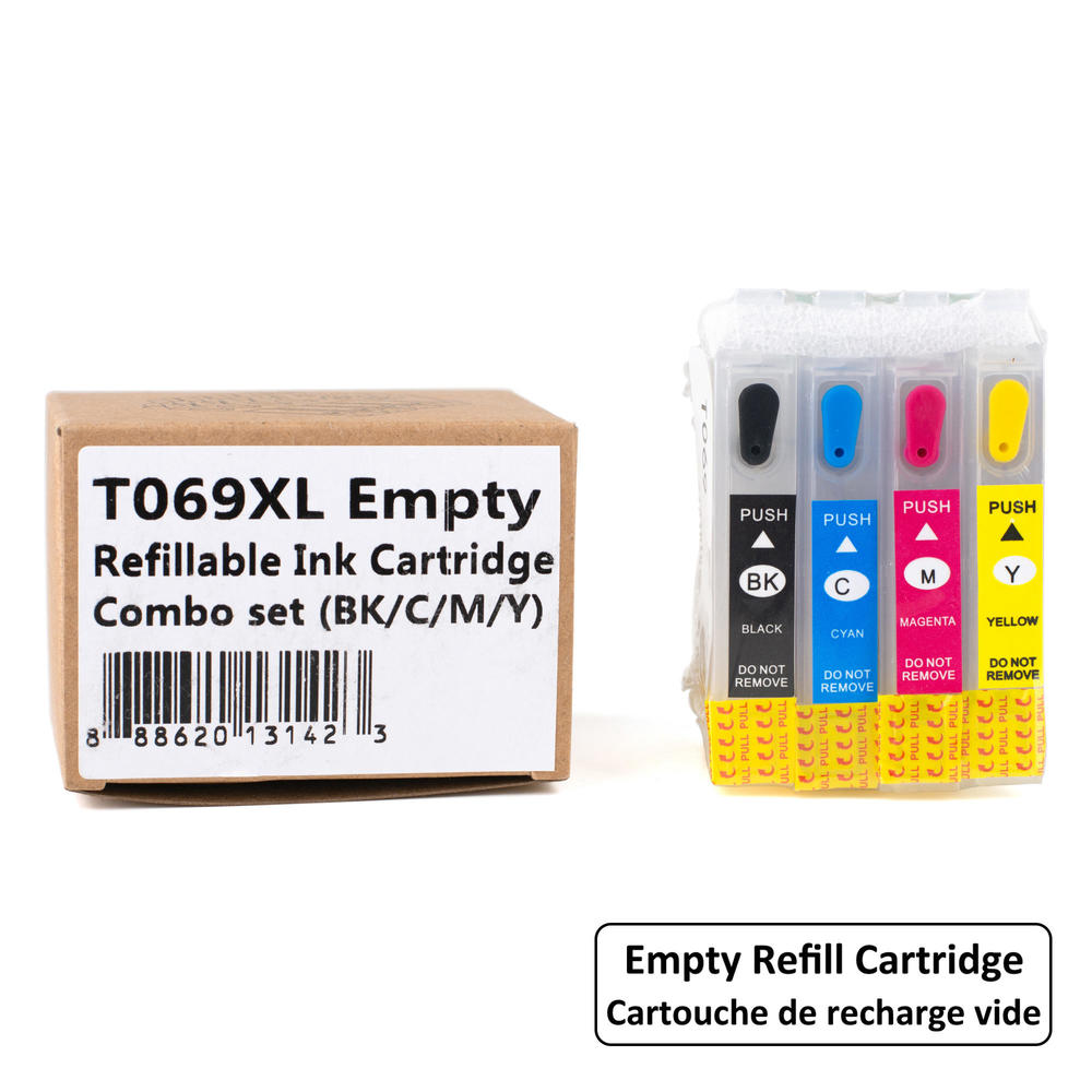 Epson T069 Empty Refillable Ink Cartridge Combo BK/C/M/Y with ARC Chip