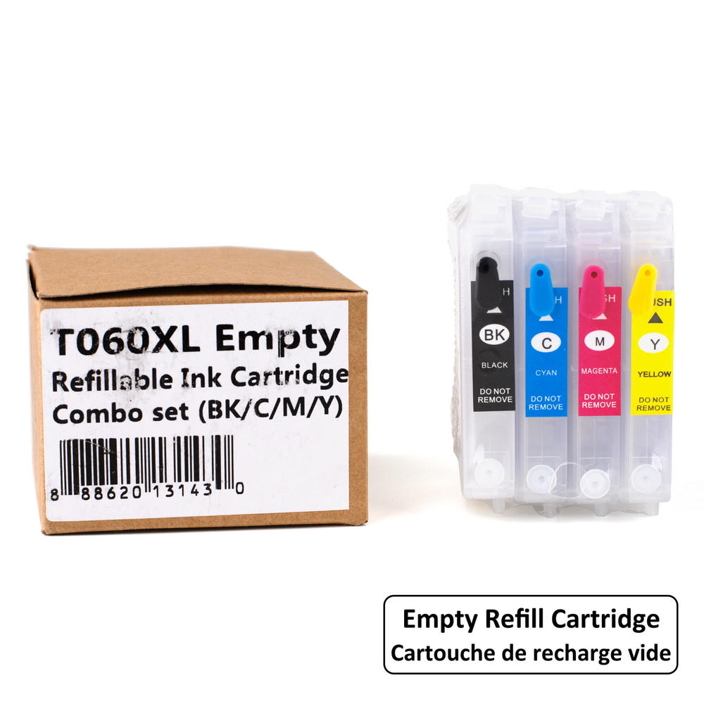 Epson T060 Empty Refillable Ink Cartridge Combo BK/C/M/Y with ARC Chip