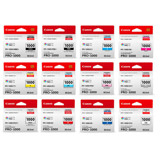 Canon PFI-1000 Original Ink Cartridge Combo MBK/PBK/C/M/Y/PC/PM/GY/PGY/R/B/CO