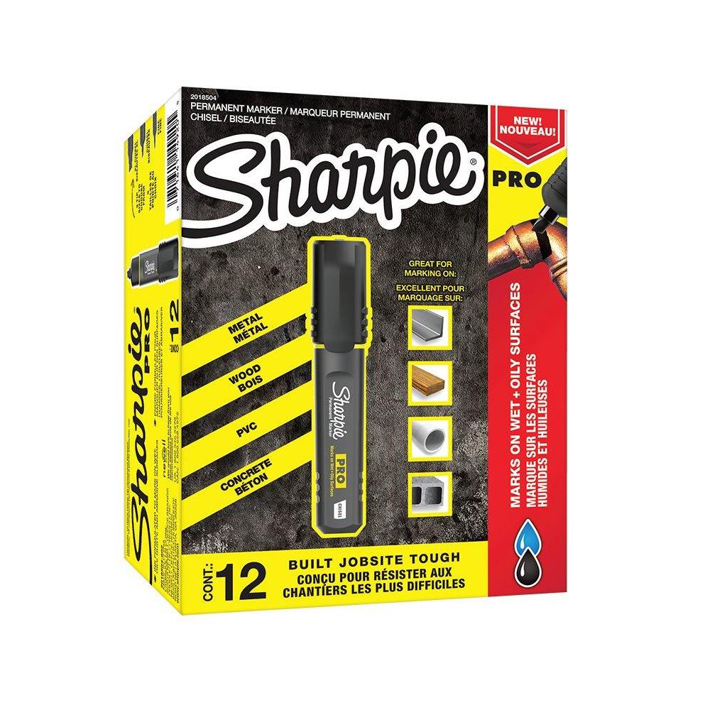 Marqueur permanent Sharpie Pro, moyen, pointe biseautée, noir, boîte de ...