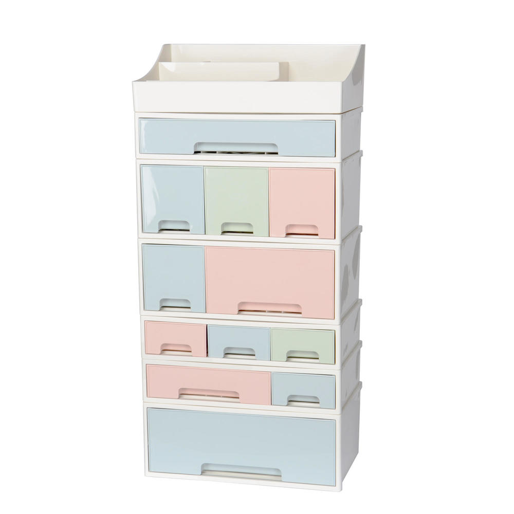 Storage Organizer Bundle, Stackable & Removable, 6-in-1, Pastel Colors