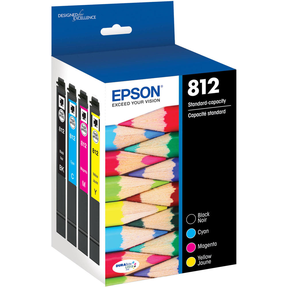 Epson T812 (T812120-BCS) Original Ink Cartridge Combo, 4 Pack