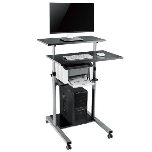 Height Adjustable Multi-Purpose Mobile Standing Desk, Black - PrimeCables®