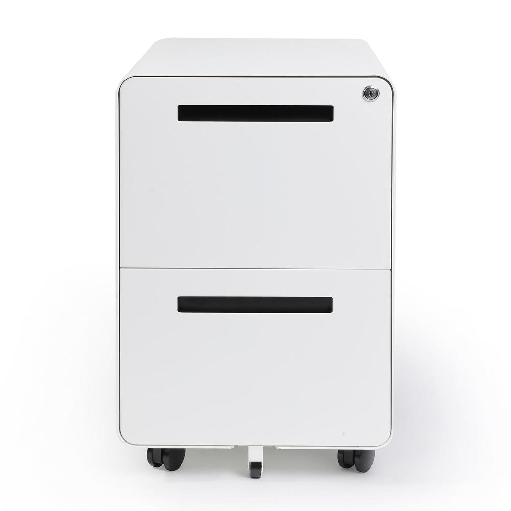 2-Drawer Mobile Steel Pedestal File Cabinet with Lock and Round Edge ...